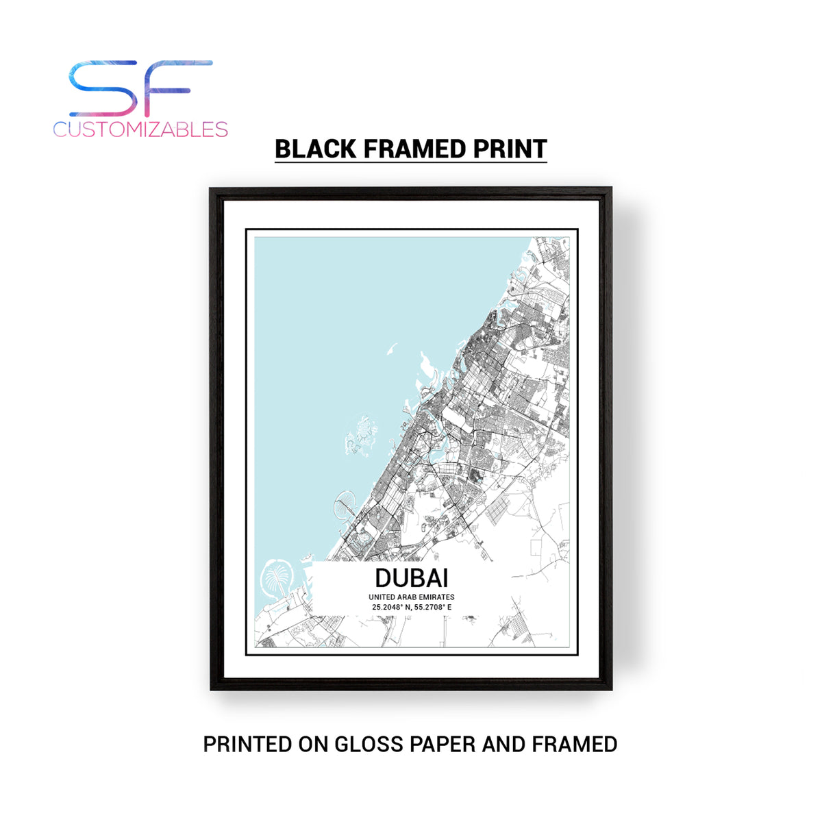 Dubai, UAE City Map Art Print - Personalize Your Space with Style – SF ...