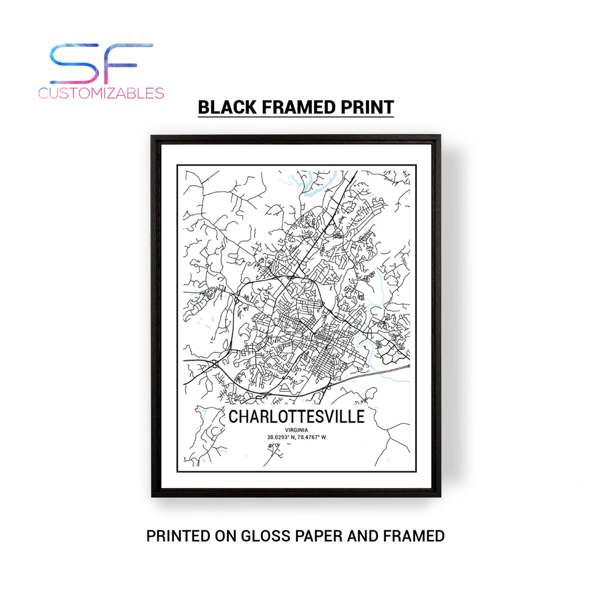 Charlottesville City Map Art Print - Personalize Your Space with Style ...