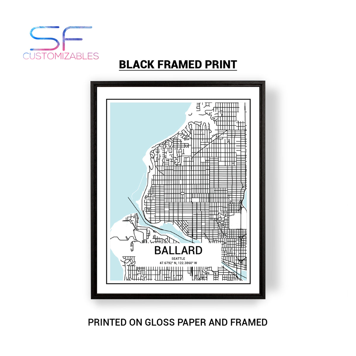 Ballard Seattle City Map Art Print - Personalize Your Space with Style ...