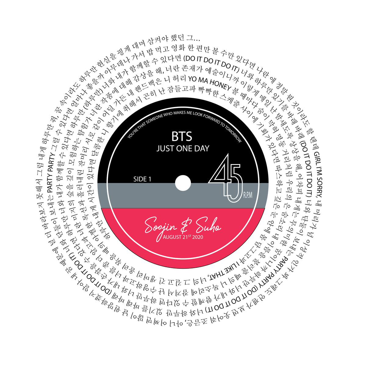 Custom Record Label Vinyl Song and Lyrics Music Print – SF Customizables
