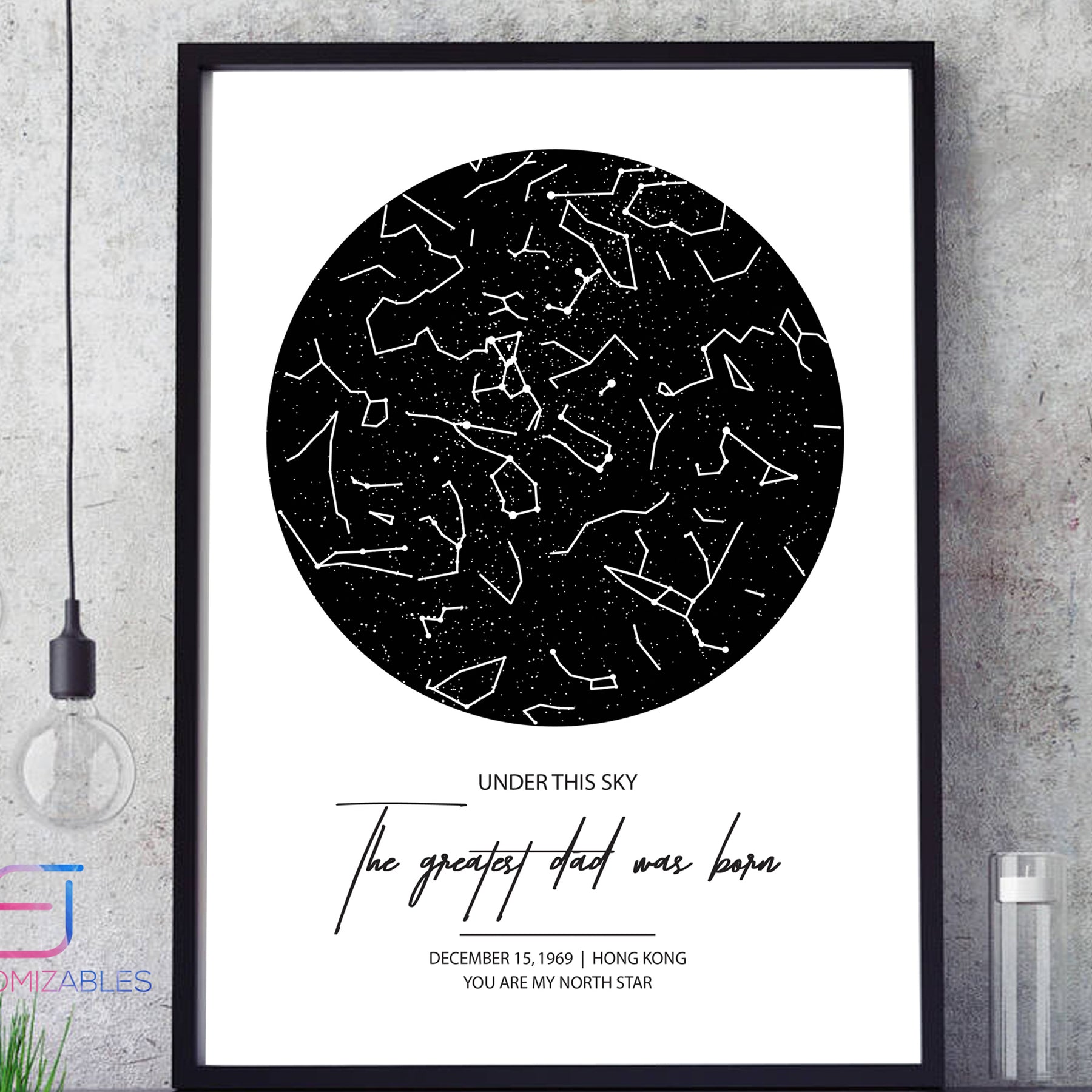 December Constellations Sky Map