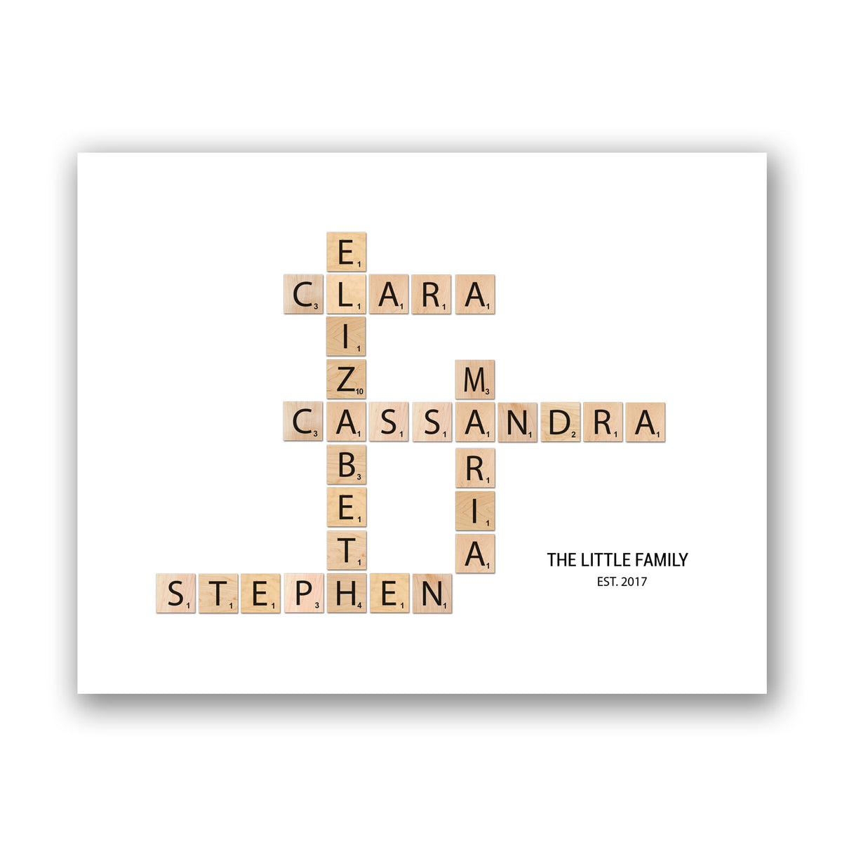 Personalized Scrabble Print Custom Letter Tile Family Names Art Crossw ...